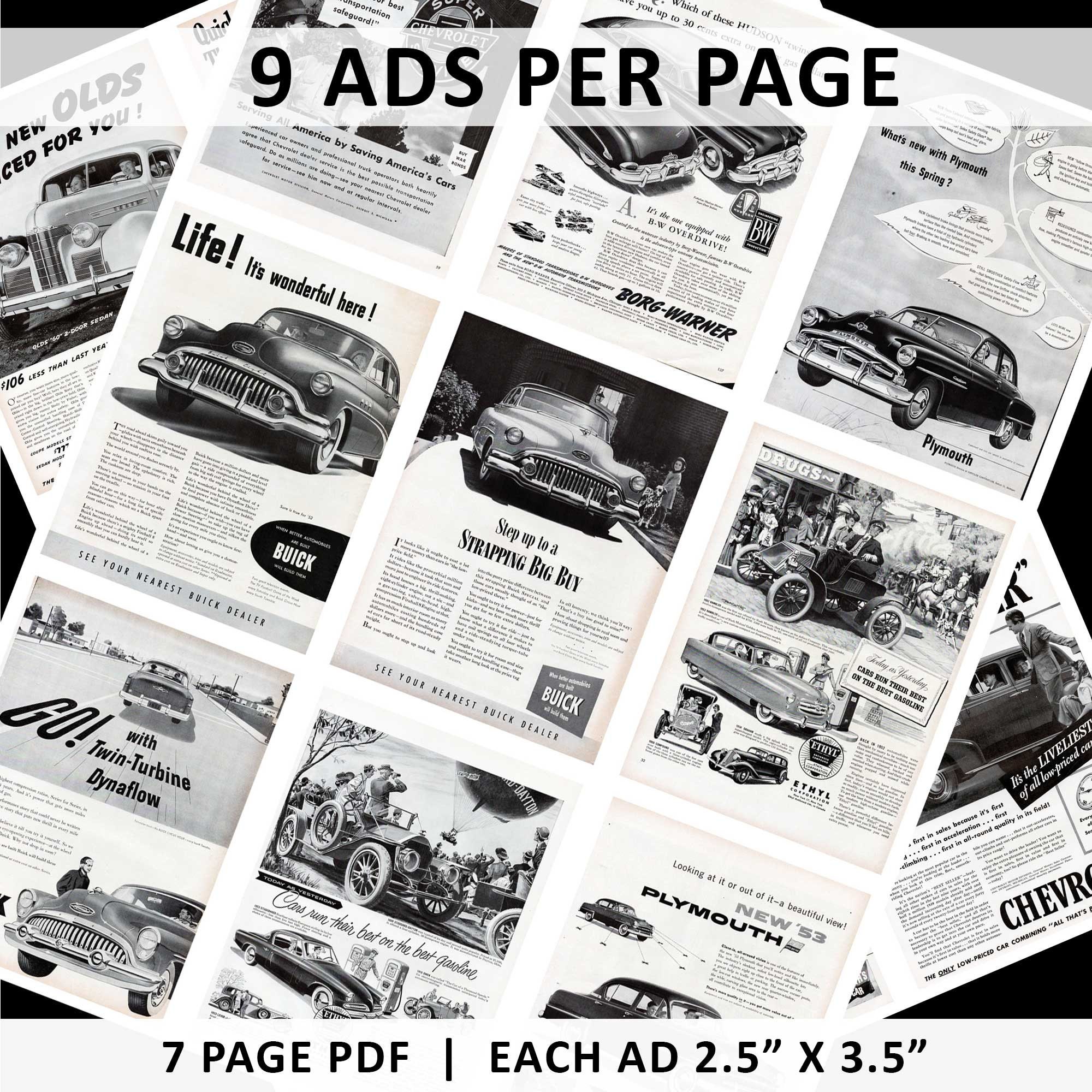 Auto Car Ads Advertisements Printable Wall Art Vintage Advertisements ...