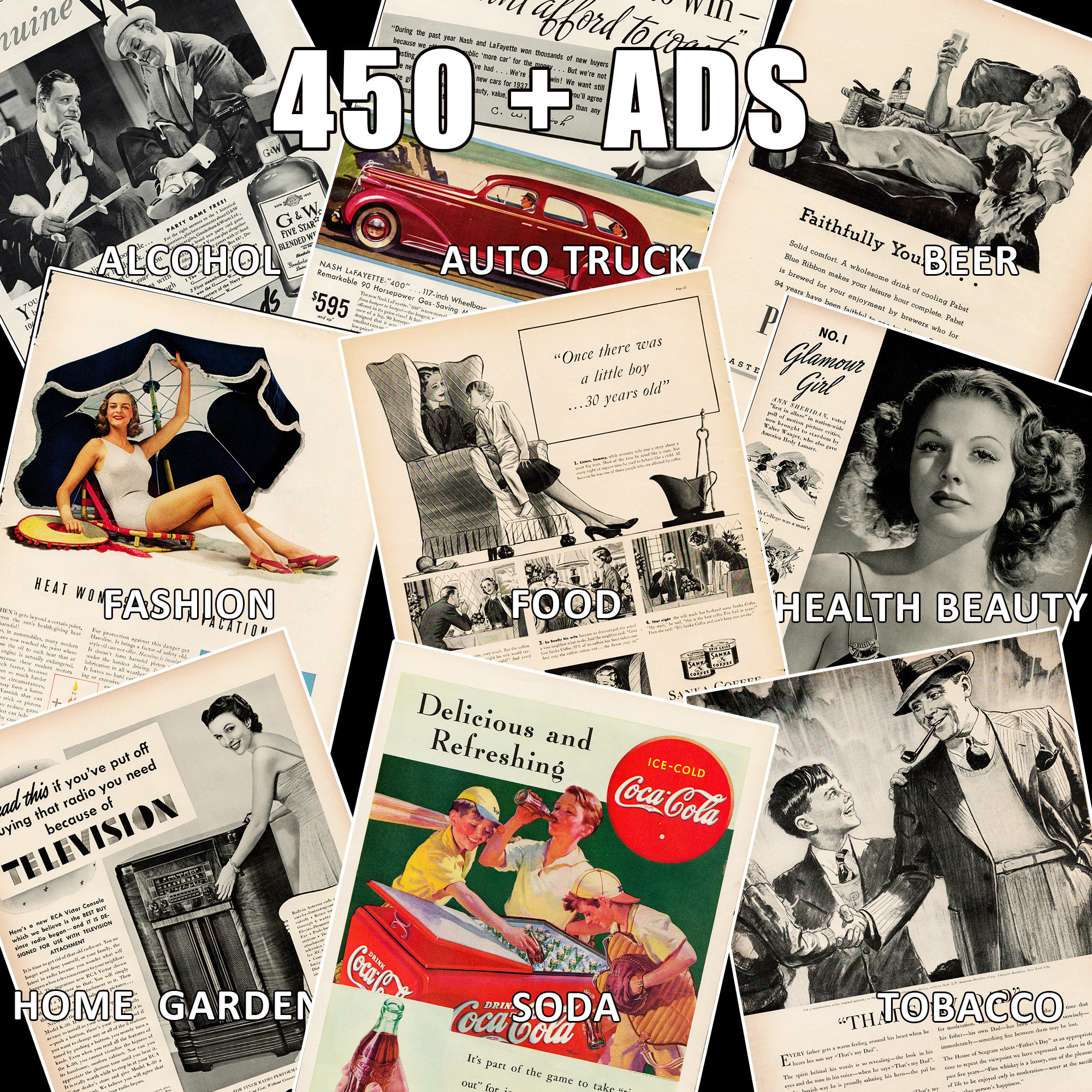 1930s Vintage Advertisements Ads Digital Download Printable Retro Wall ...