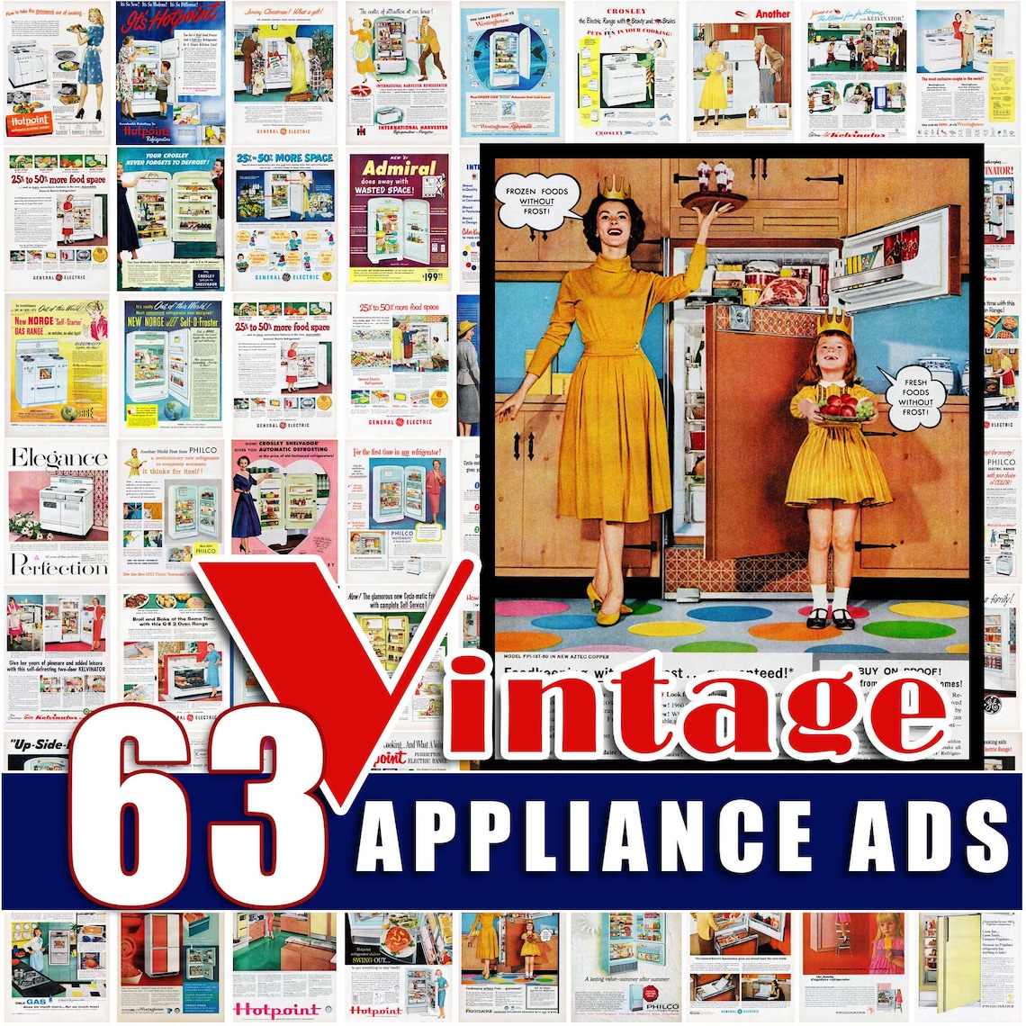 Vintage Kitchen Appliance Ads: 1930s-60s Retro Decor (digital Download ...