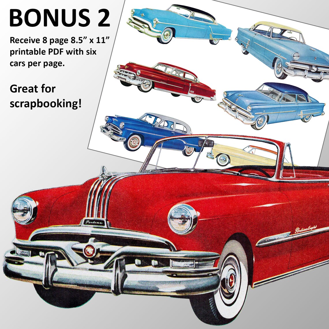 Old Vintage 1950s Cars Clip Art PNG Files Journals Ads Advertisements ...