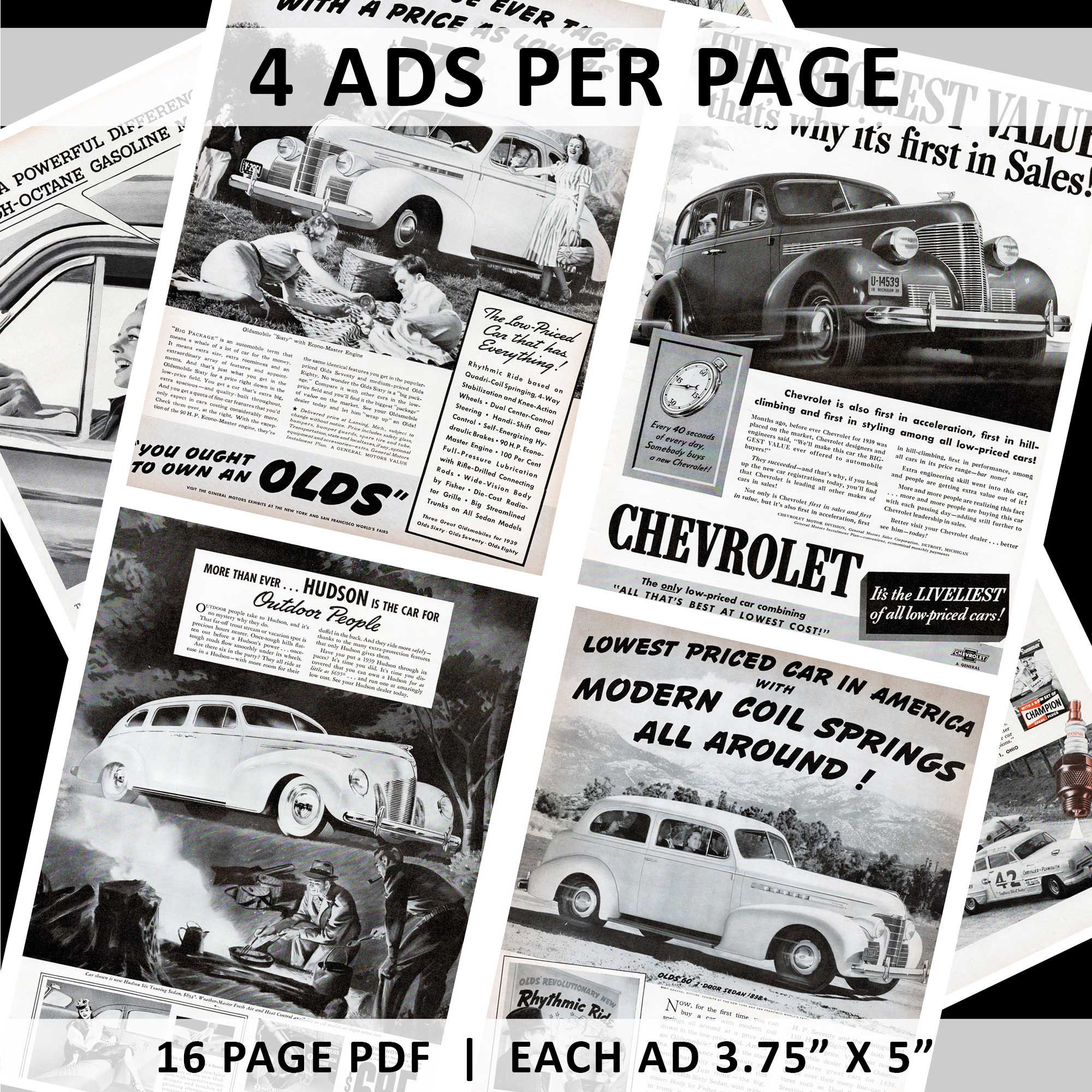 Auto Car Ads Advertisements Printable Wall Art Vintage Advertisements ...