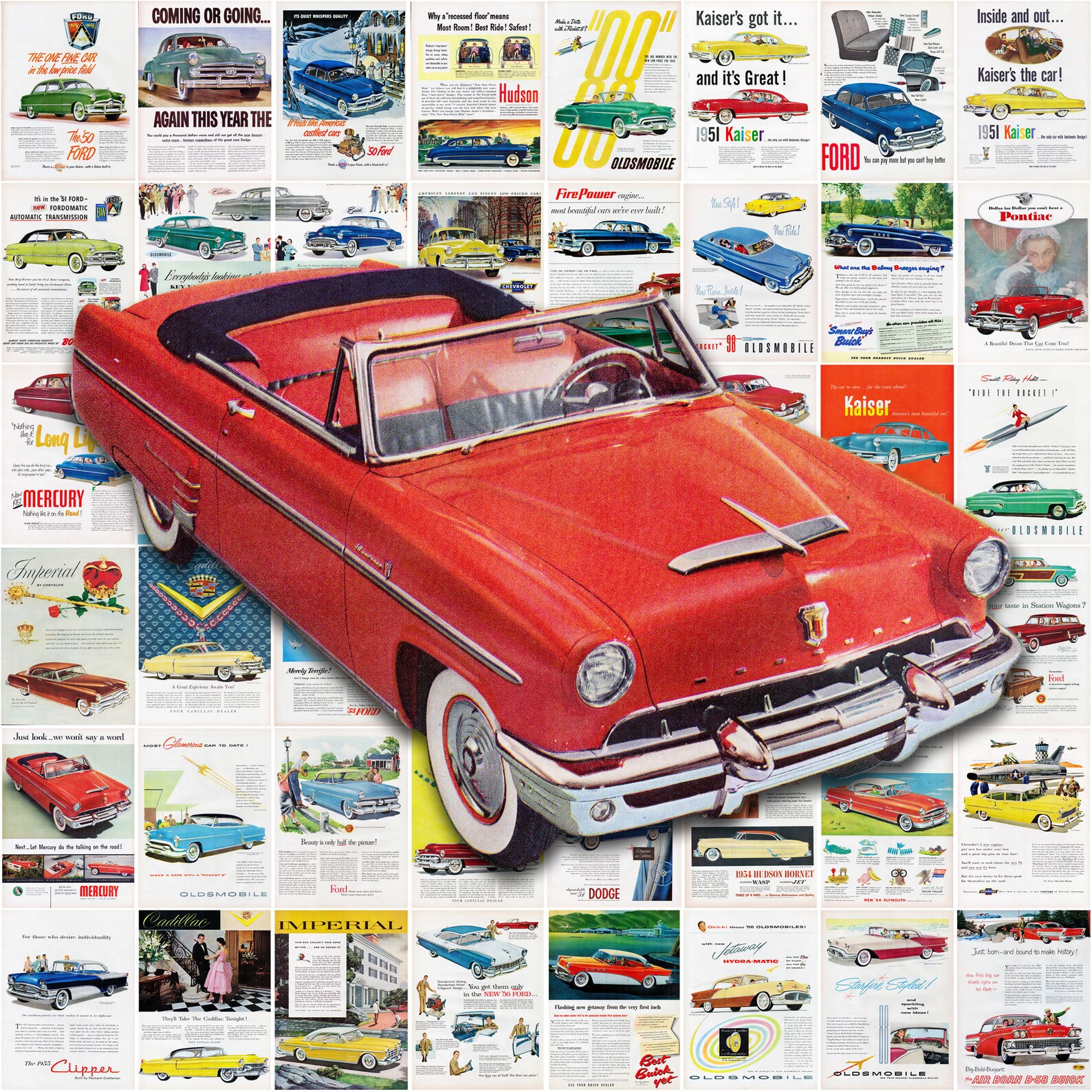 Vintage 1950s Cars Auto Clip Art PNG Files 50s Journals Scrapbook ...