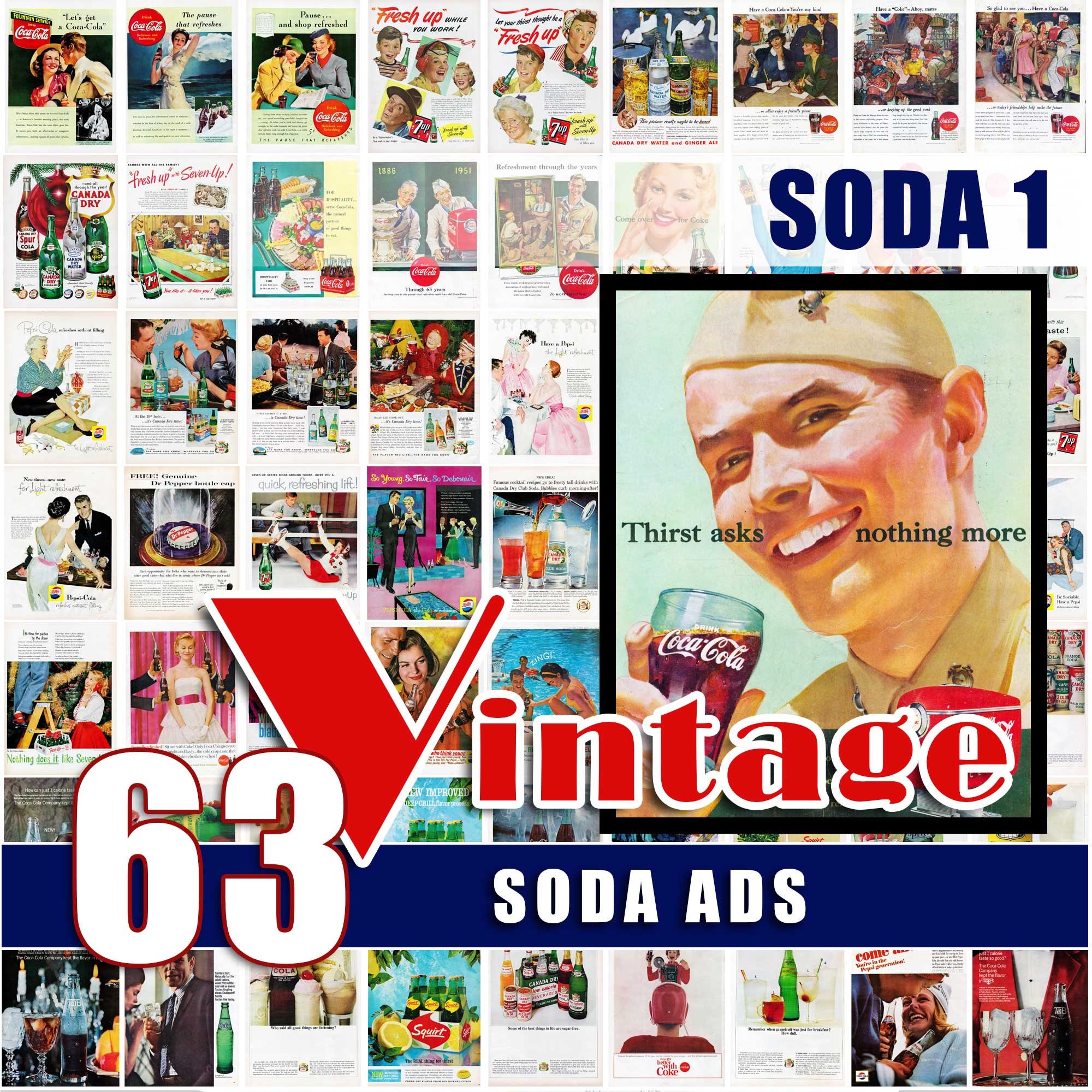 Vintage Soda Pop Ads Advertisements Digital Download Printable Wall Art ...