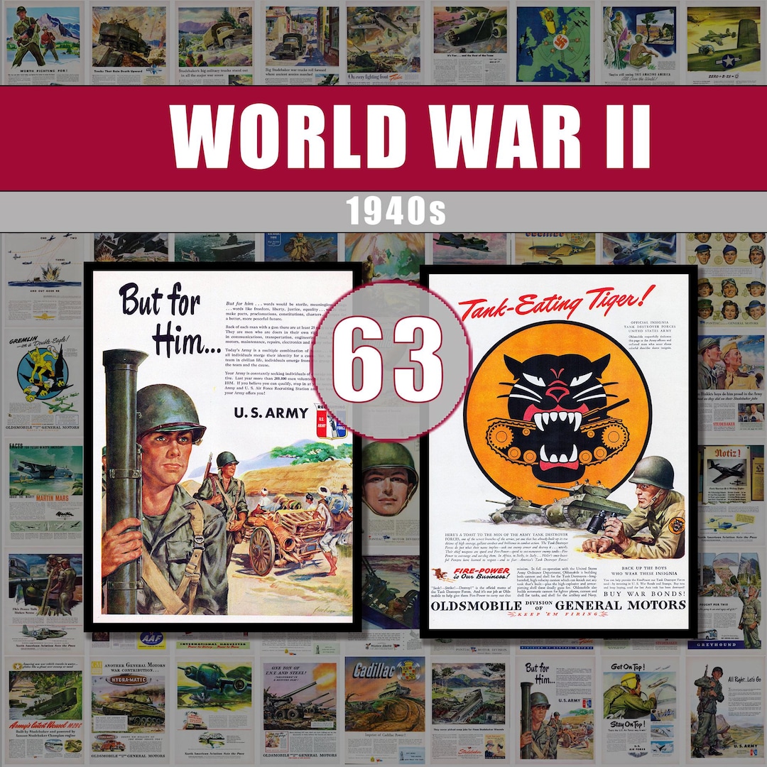 WWII Ads Vintage World War 2 Advertisements Army, Navy, Airforce Wall ...