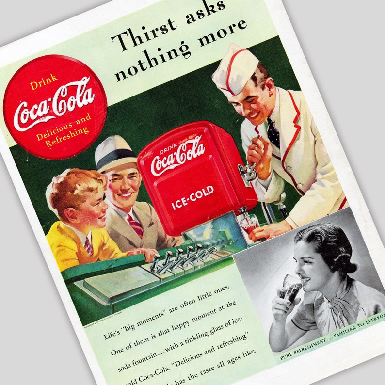 Coca Cola Ads Digital Download 12 Vintage Coke Advertisements 1930s to ...