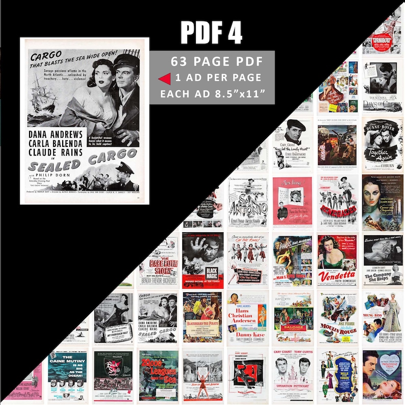 Vintage Movie Advertisements Decor Ads Digital Download Printable Wall ...