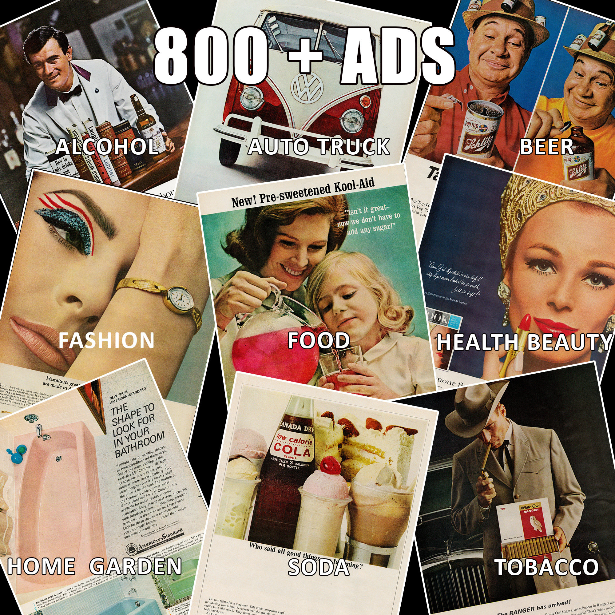 1960s Vintage Advertisements Ads Digital Download Printable Retro Wall ...