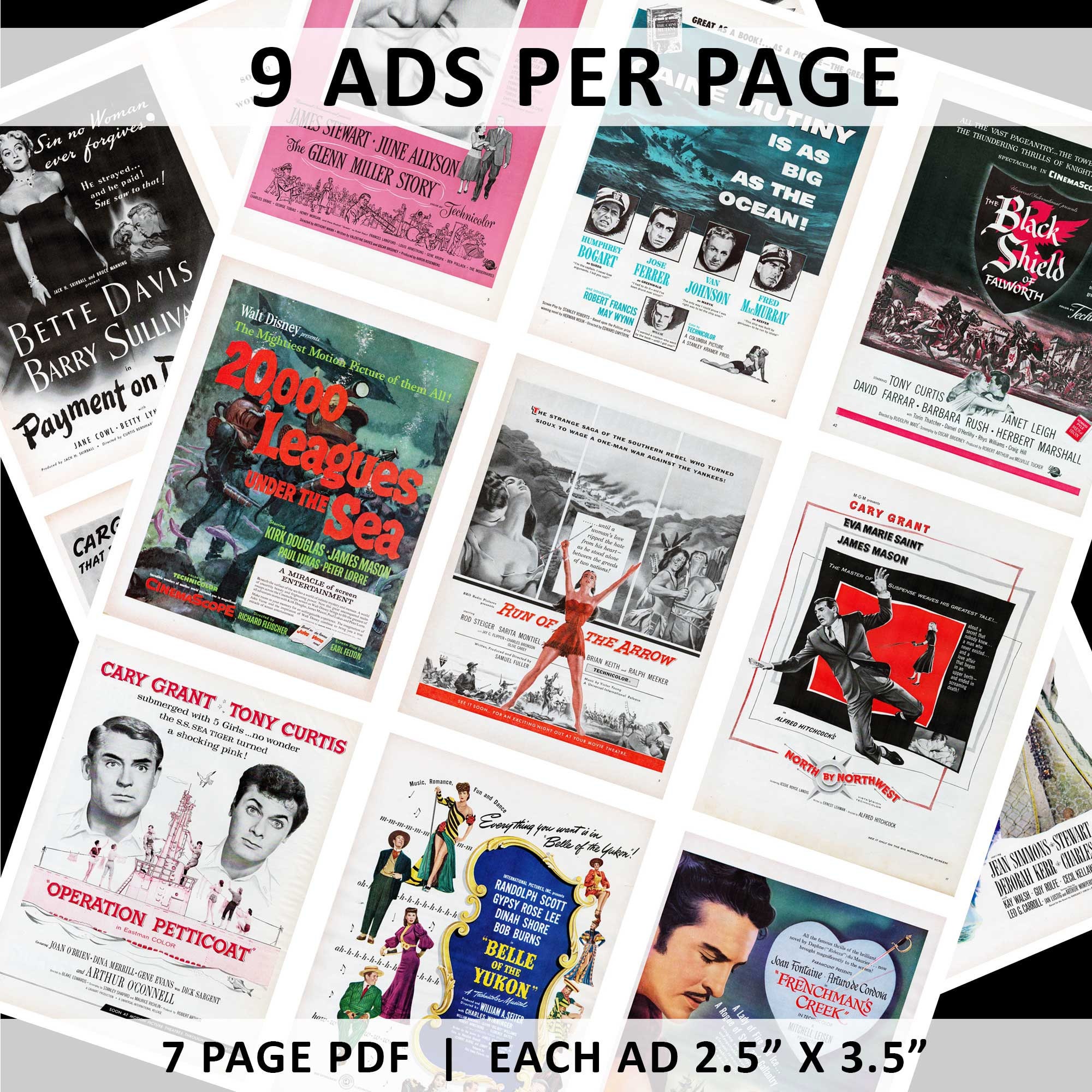 Movie Hollywood Printable Wall Art Vintage Advertisements Download PDF ...