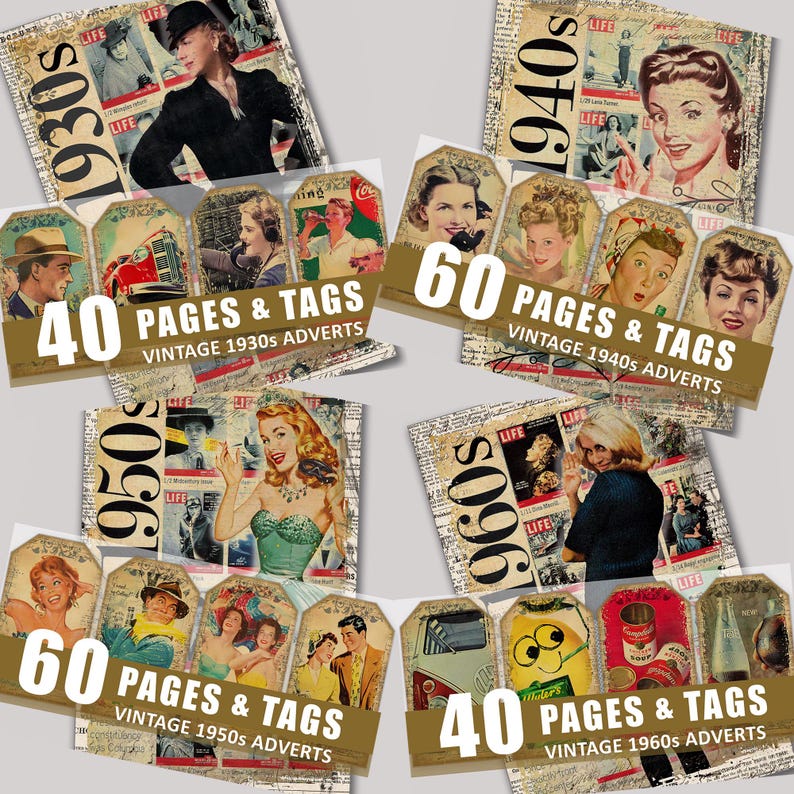 Junk Journal Pages Tags 1930s 1940s 1950s 1960s 30s 40s 50s 60s ...