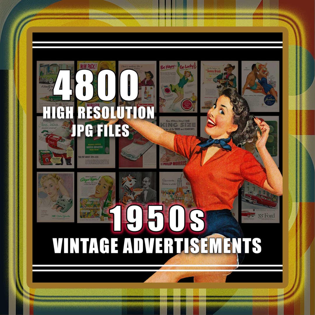 1950s Vintage Advertisements Ads Digital Printable Retro Wall Art Posters Crafts Journals Mixed ...