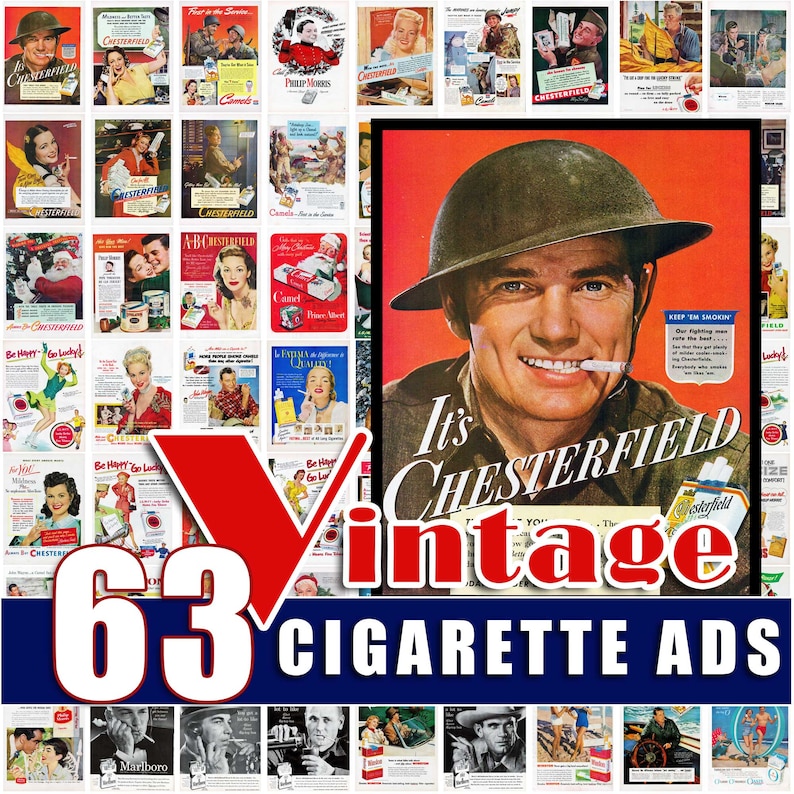 Vintage Cigarette Advertisements Decor Tobacco Ads Digital Download ...