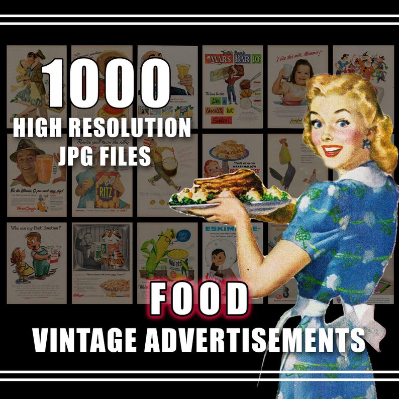 Vintage Advertisements Ads Food Kitchen Dessert Cook Restuarant 30s 40s 50s 60s Digital Retro ...