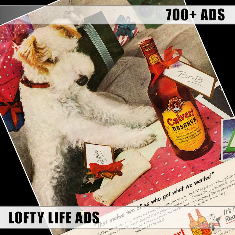 Vintage Advertisements Ads Alcohol Whiskey Cocktails Drinks 30s 40s 50s 60s Digital Retro Wall ...