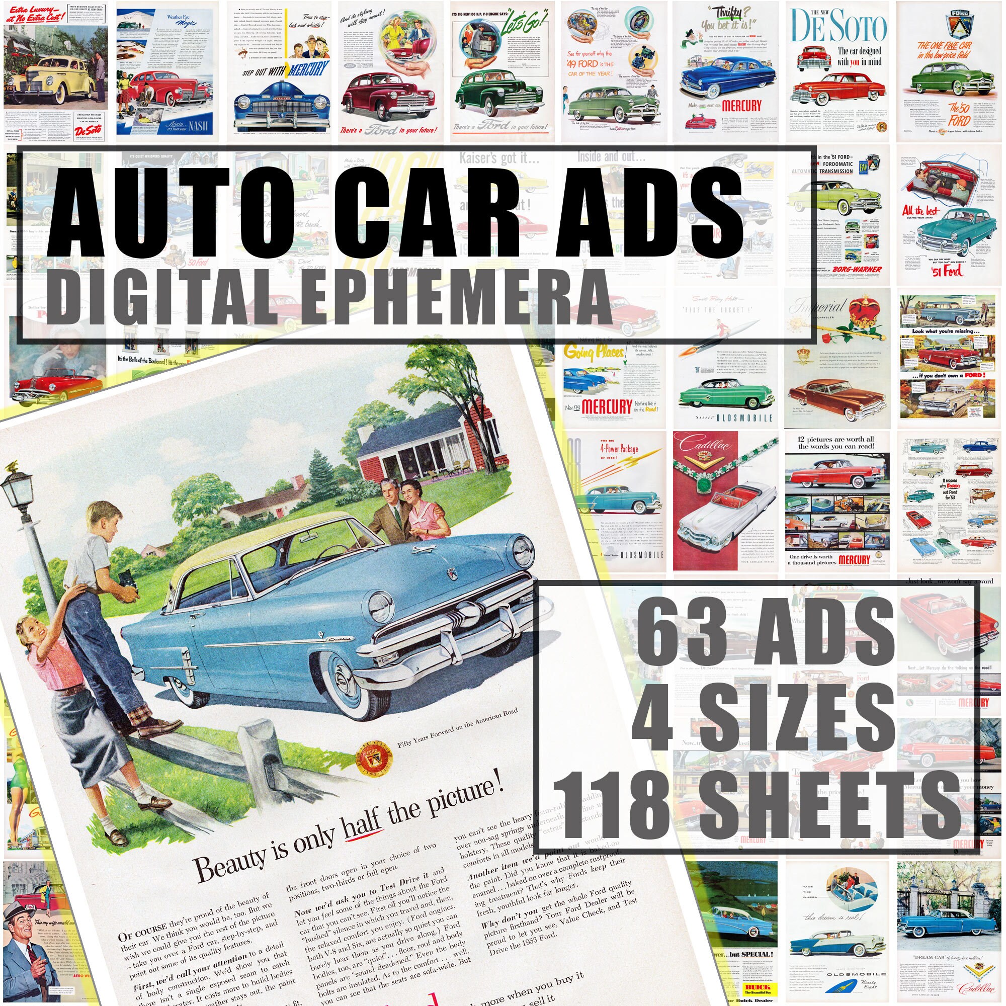 Digital Ephemera Vintage Car Auto Ads 63 Advertisements Download ...