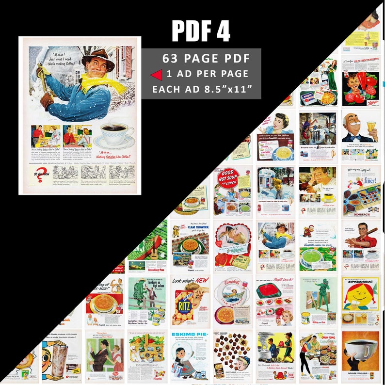 Vintage Food Ads Decor, 1930s-60s Kitchen Art (digital Download) - Etsy