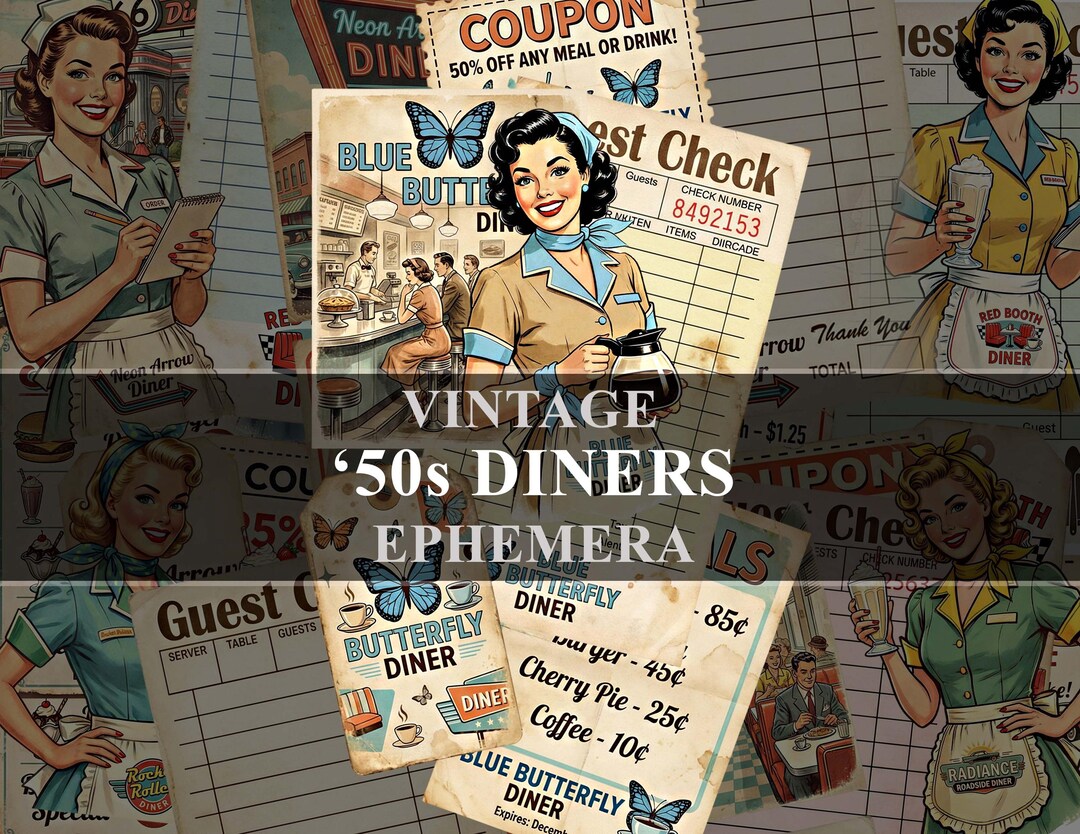 1950s Diners Junk Journal Vintage 50s Ephemera (digital Download) - Etsy