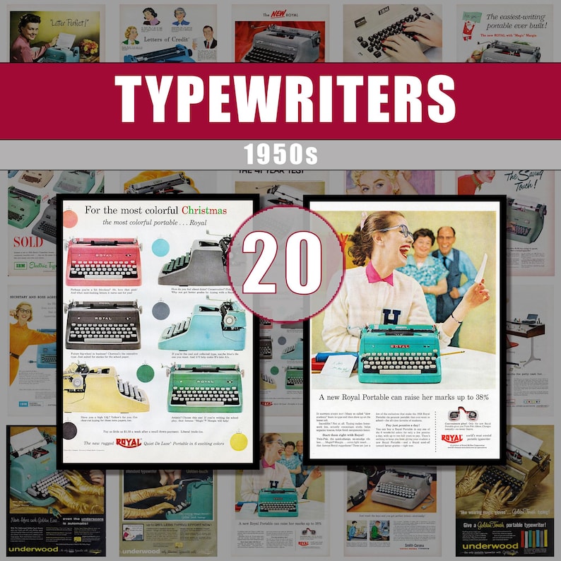 Vintage 1950s Typewriter Ads, Printable Wall Art (digital Download) - Etsy