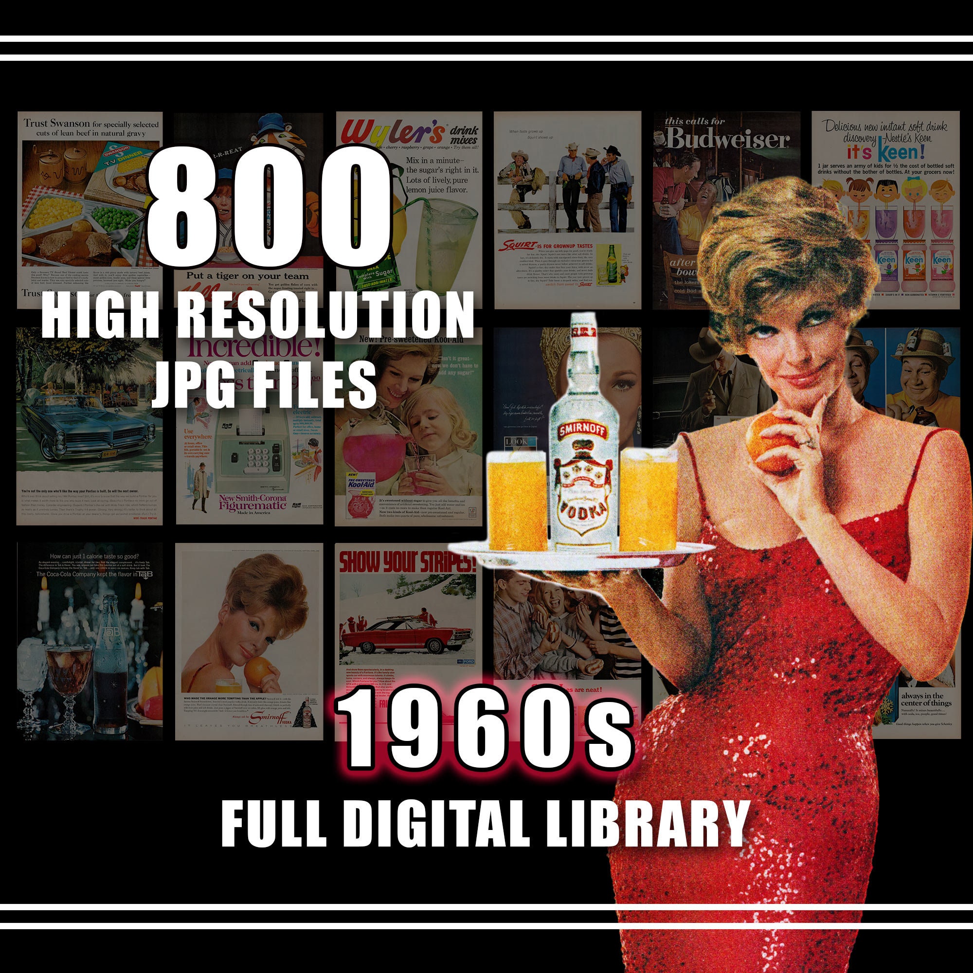 1960s Vintage Advertisements Ads Digital Download Printable Retro Wall Art High Res JPG Files ...