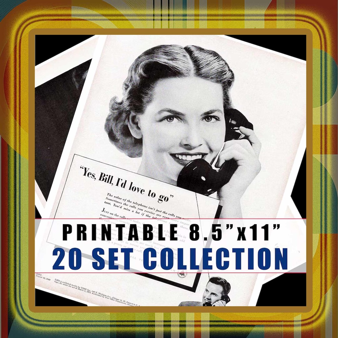 Vintage Telephone Ads Printable Collection (digital Download) - Etsy