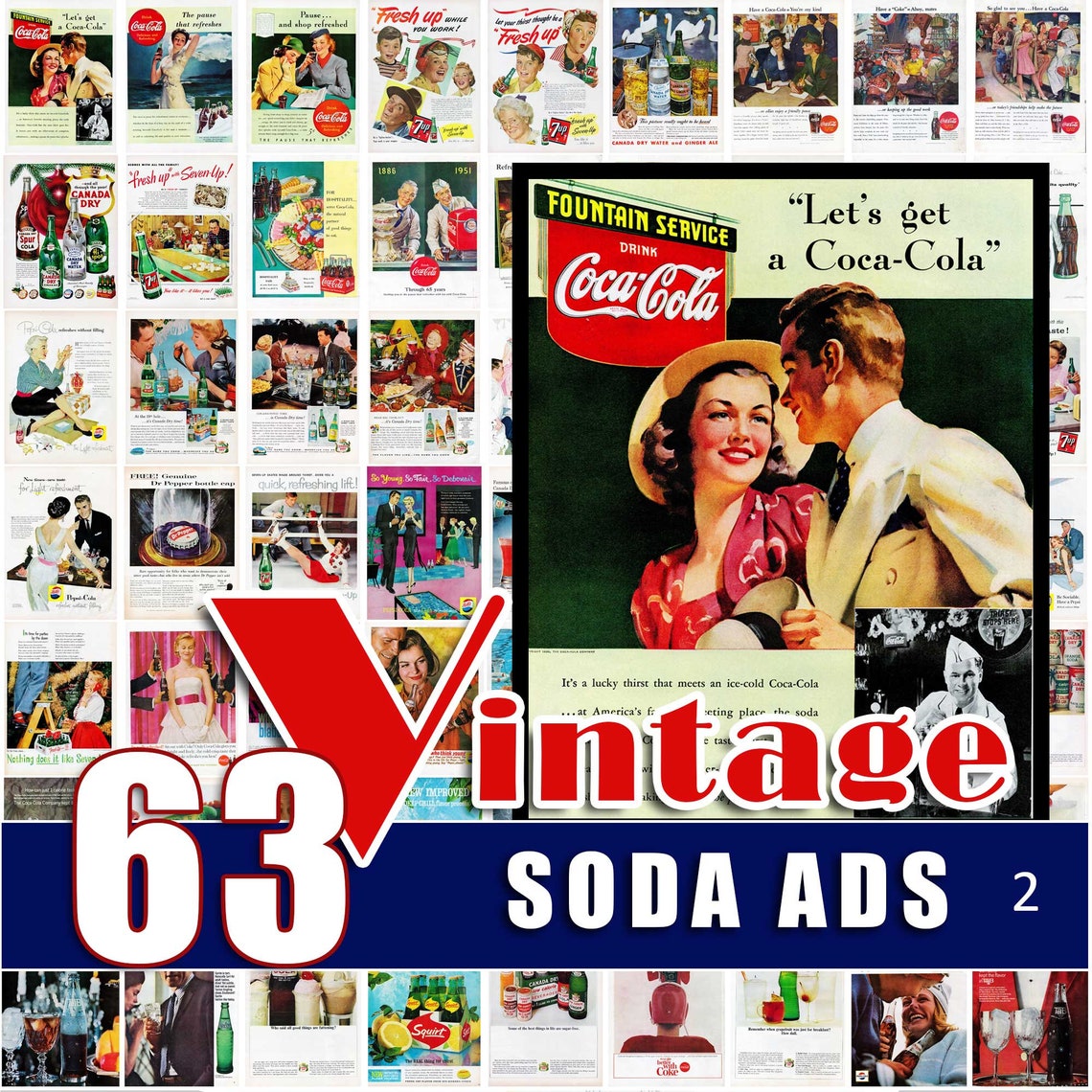 Vintage Soda Pop Ads | 1930s-60s Retro Kitchen Prints (digital Download ...