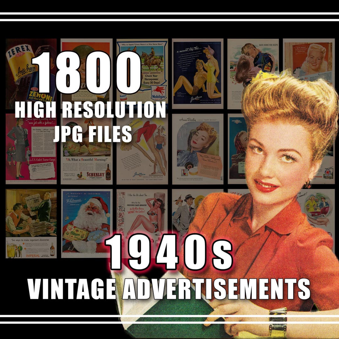 1940s Vintage Advertisements Ads Digital Printable Retro Wall Art Posters Crafts Journals Mixed ...