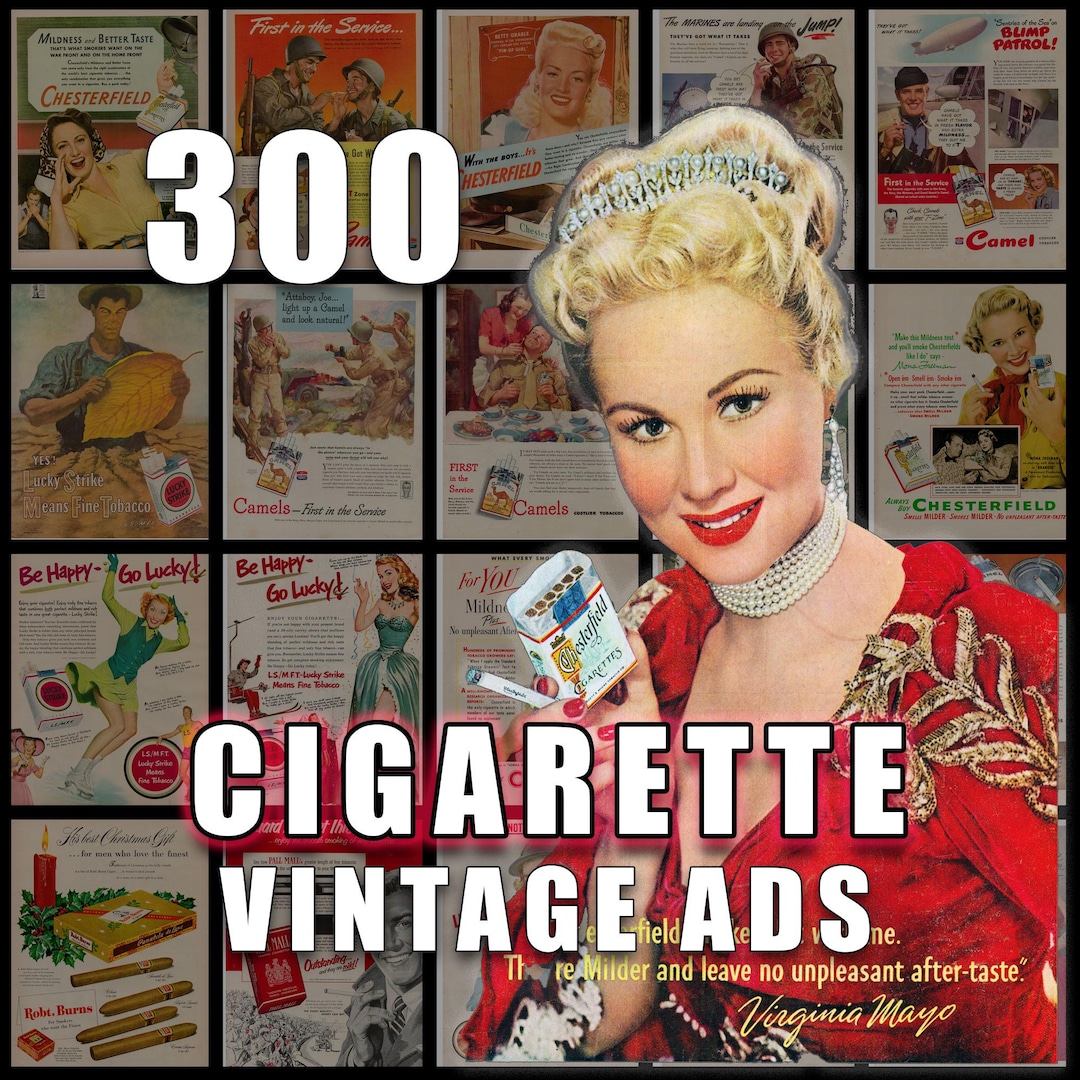 Vintage Cigarette Ads 1930s-60s, Retro Tobacco Posters (digital ...