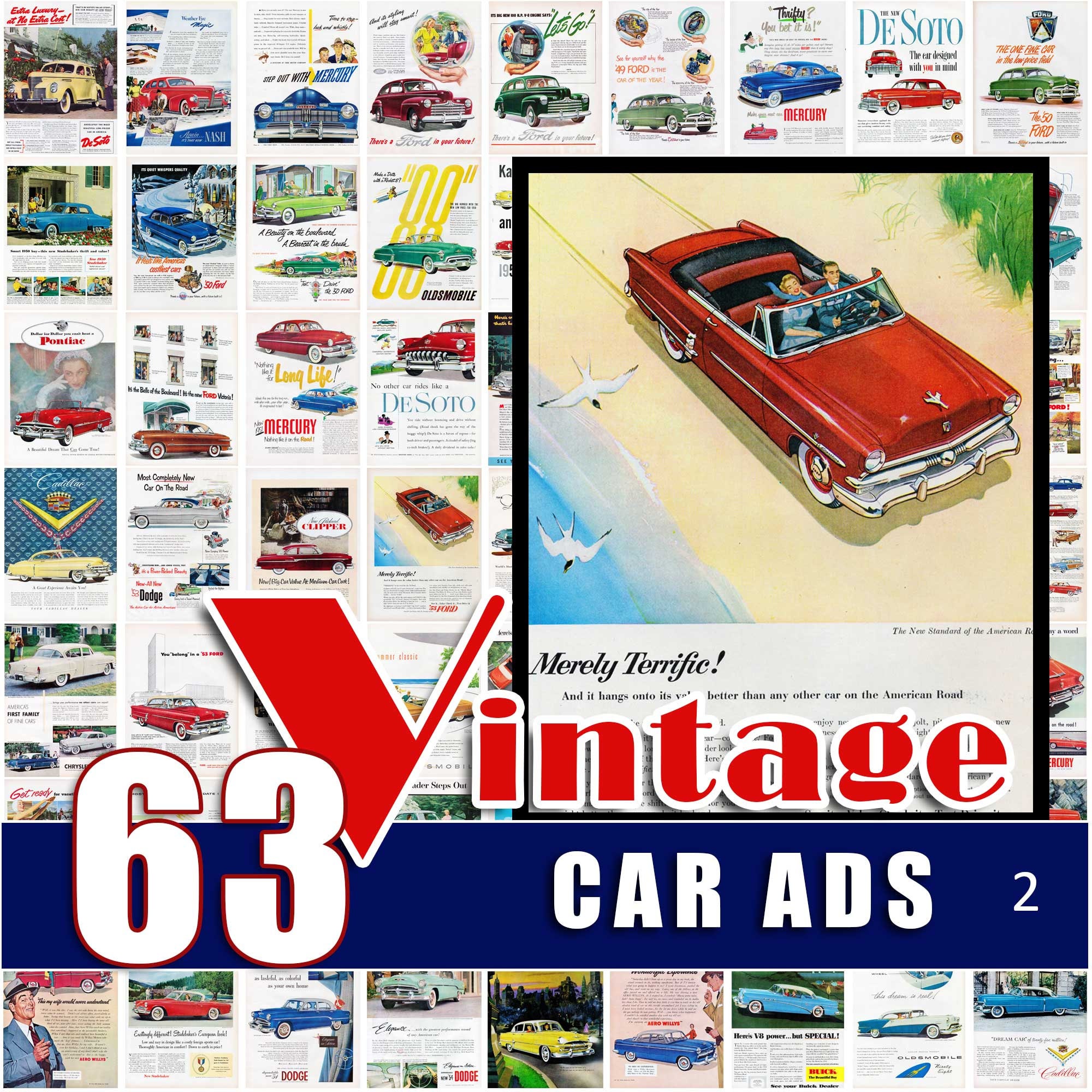 Vintage Car Advertisements Decor Auto Ads Digital Download Printable ...