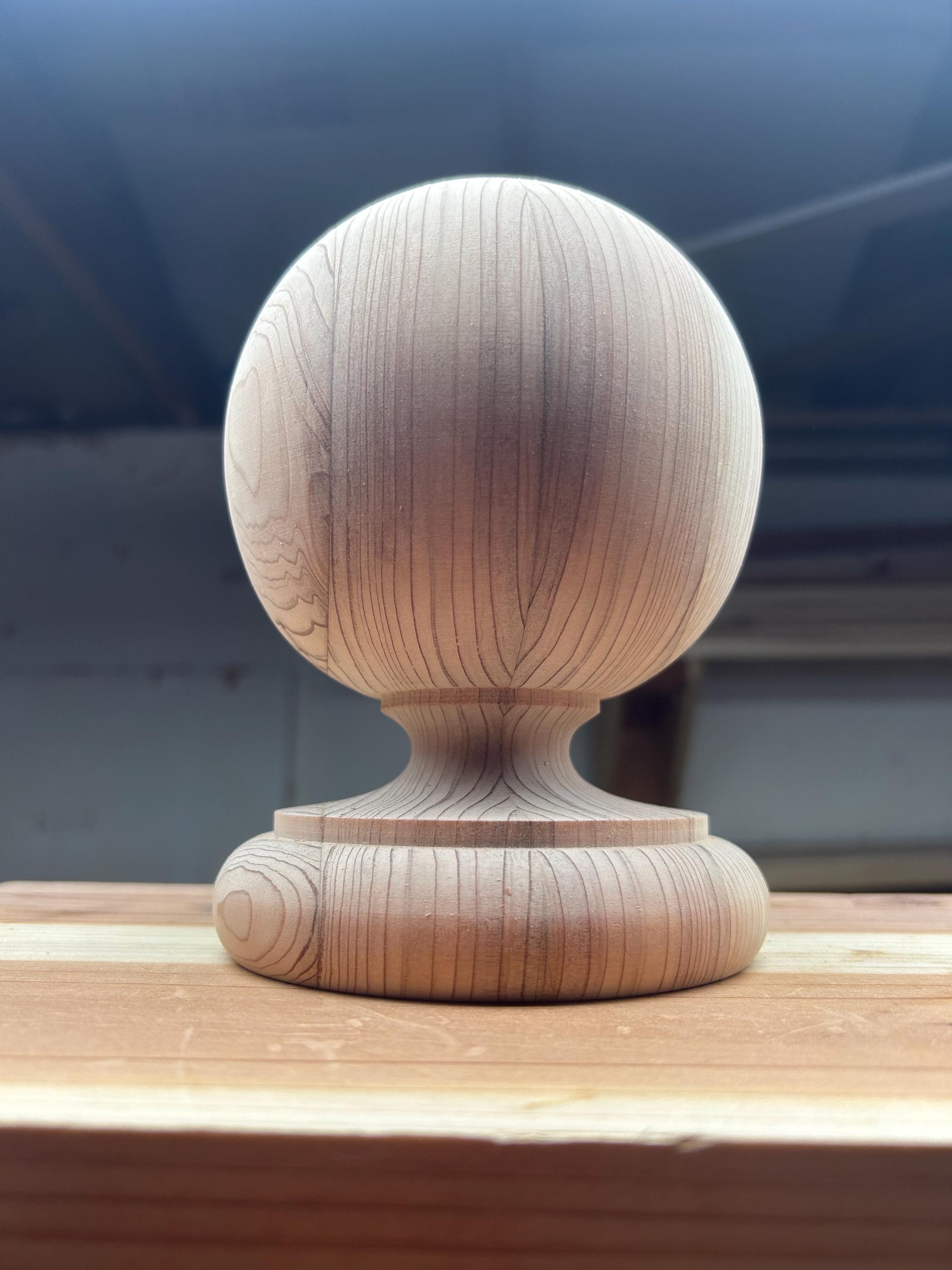 Newell Post Finial (4 3/4” or 5 1/4” Ball Diameter) Redwood ...