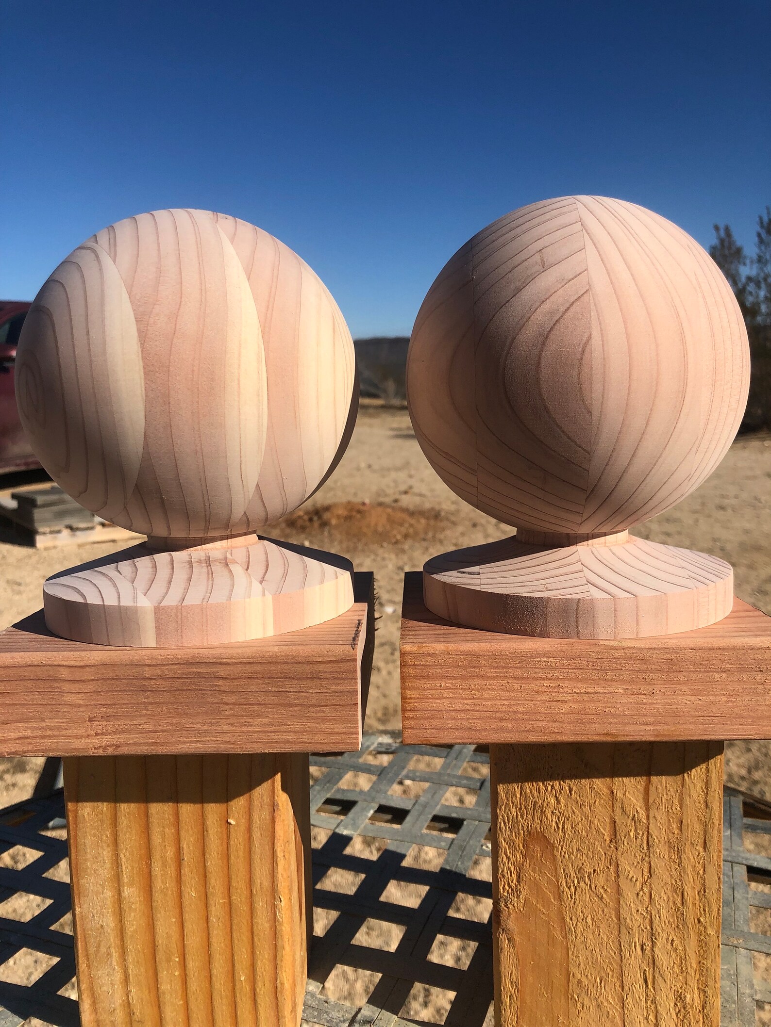 Large Wood Ball Finial (5 1/4” Ball Diameter) Redwood. - Etsy