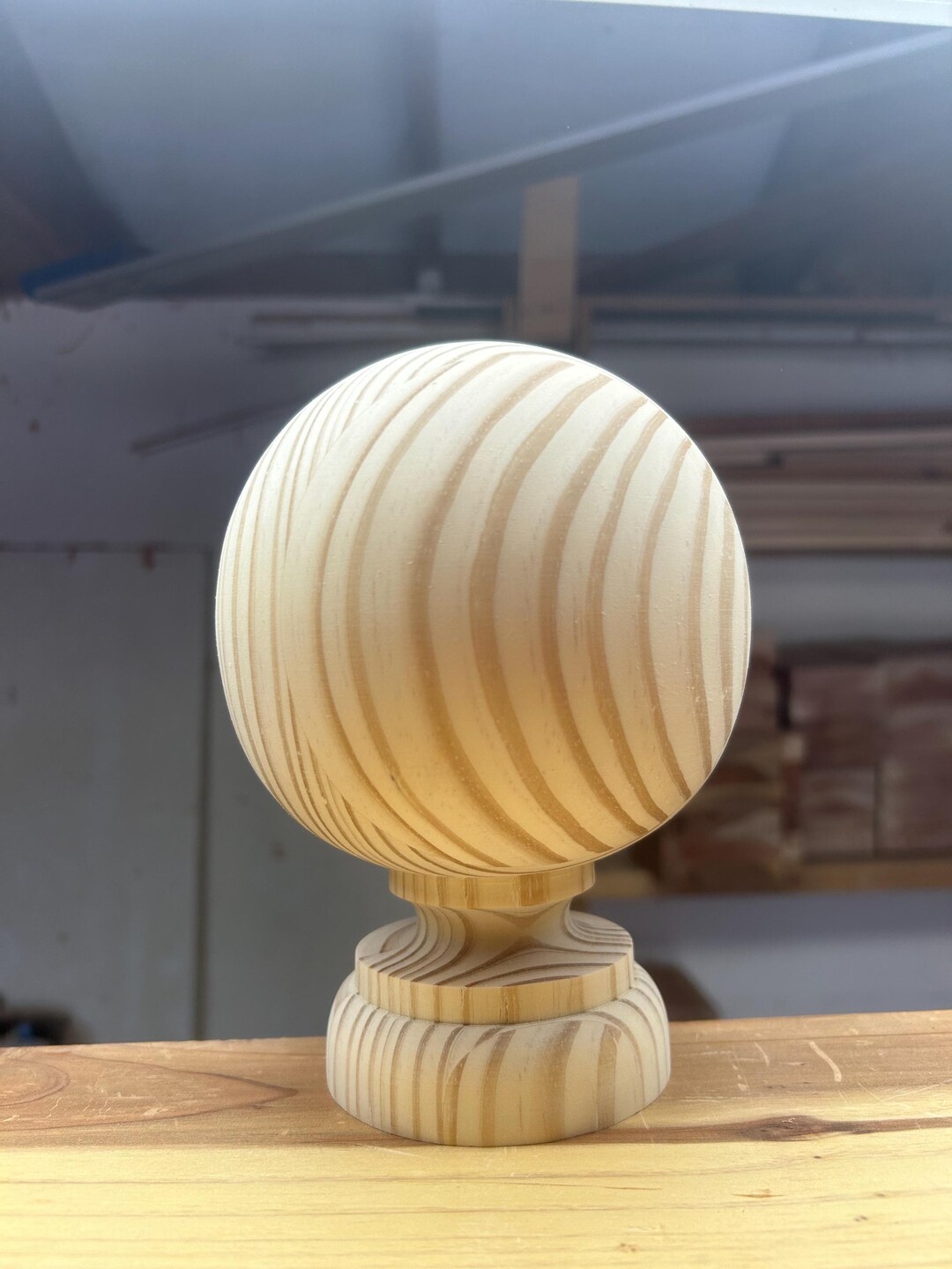 Newell Post Top Wood Ball Finial. 5” Ball Diameter. 3 1/4” Base. Made ...