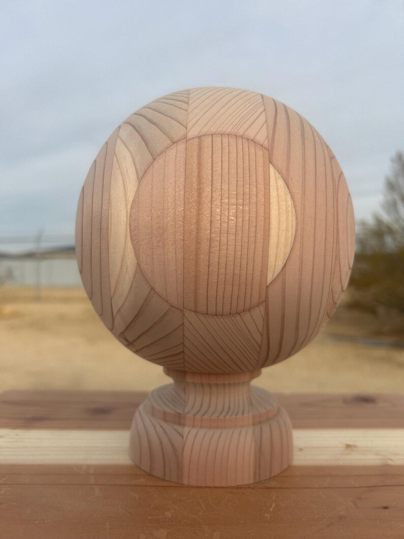 Large Outdoor Wood Ball Finial, 6” Ball Diameter. Made From Redwood ...