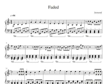 Faded Alan Walker Easy Piano Sheet Music Download Printable PDF 2 Pages ...