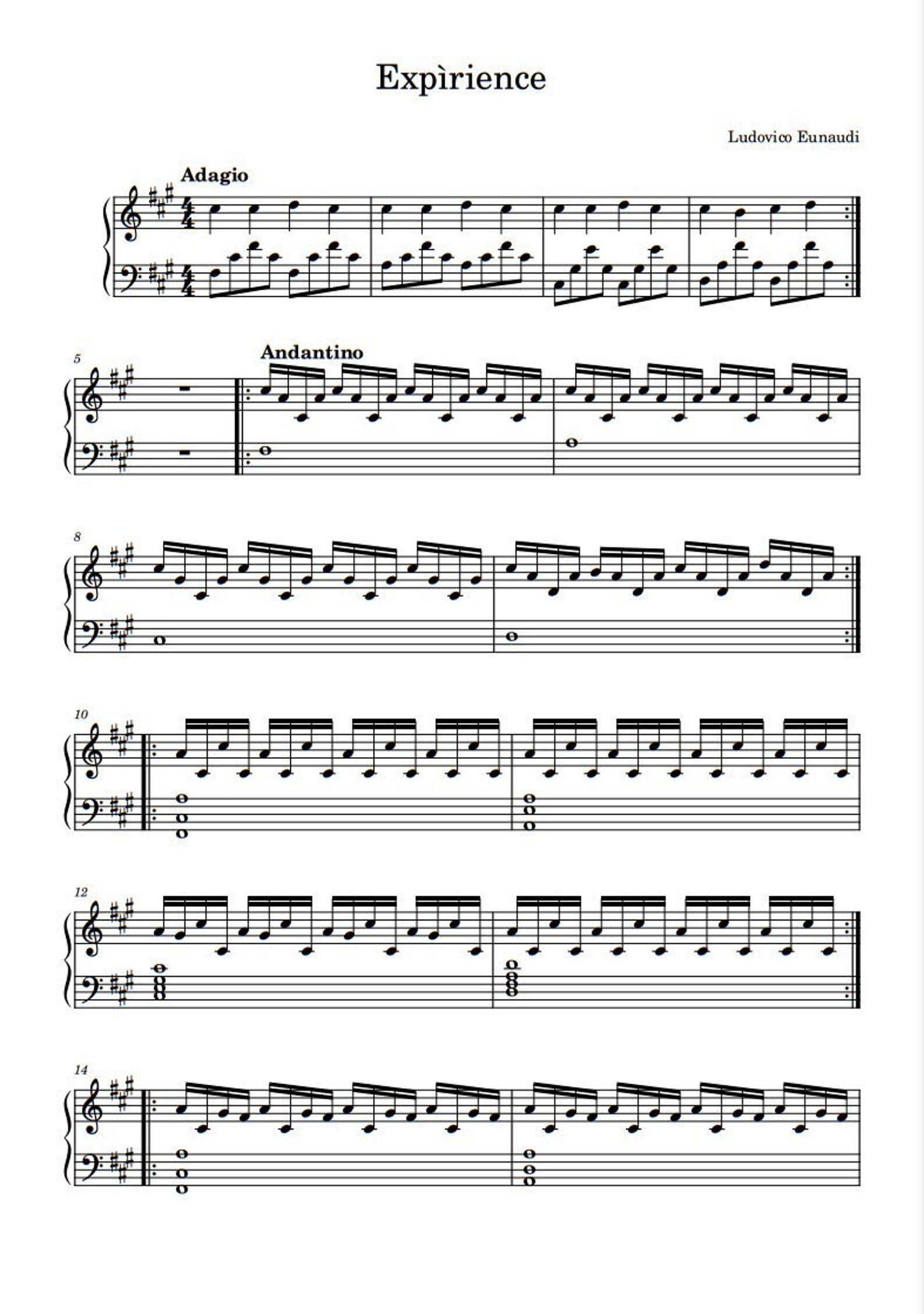 Eunaudi Experience piano Sheet Music PDF - Etsy