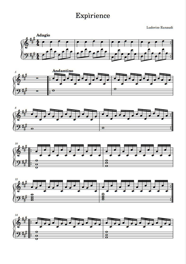 Eunaudi Experience piano Sheet Music PDF - Etsy