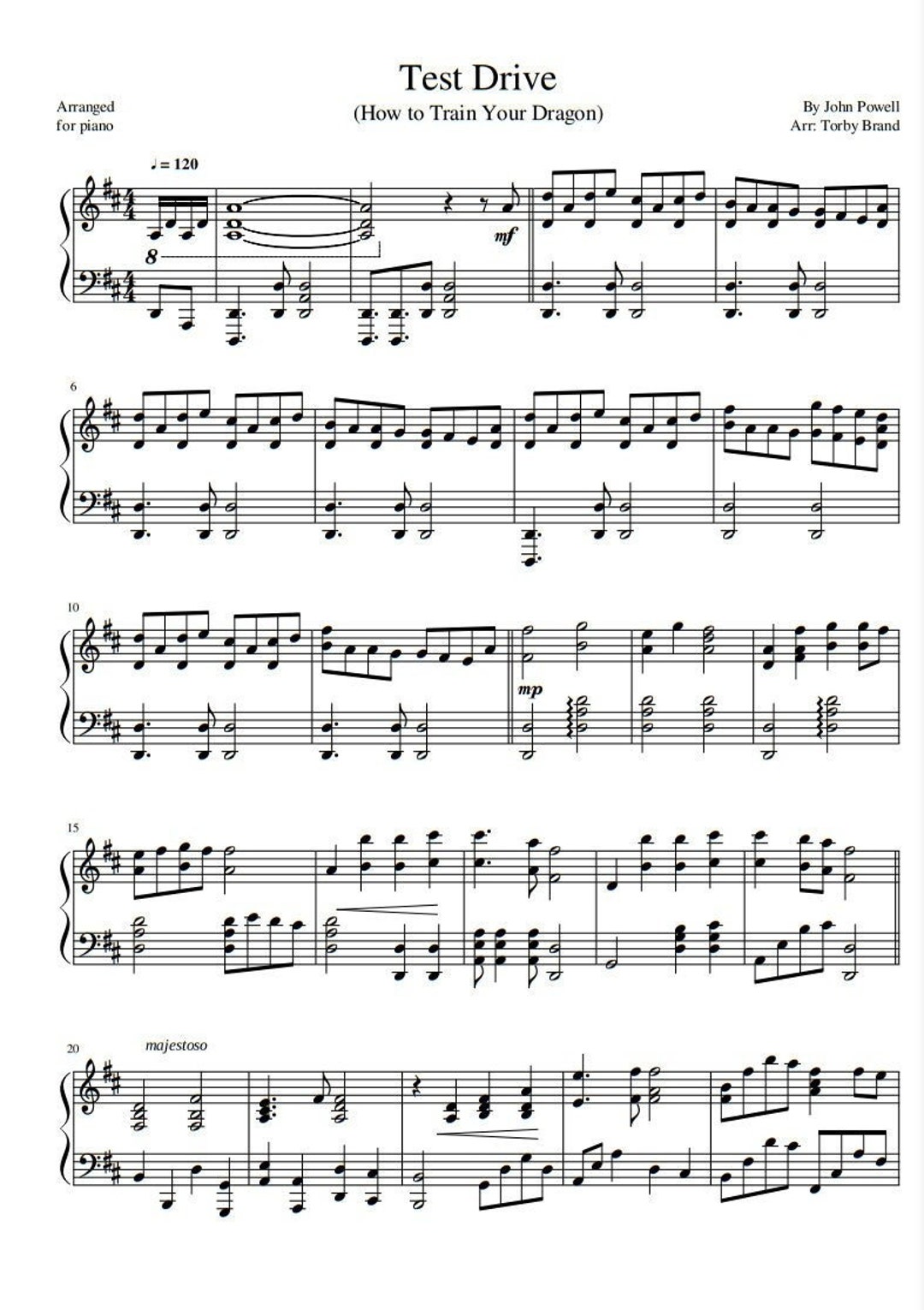 John Powell Test Drive from How to Train Your Dragon piano Sheet Music ...