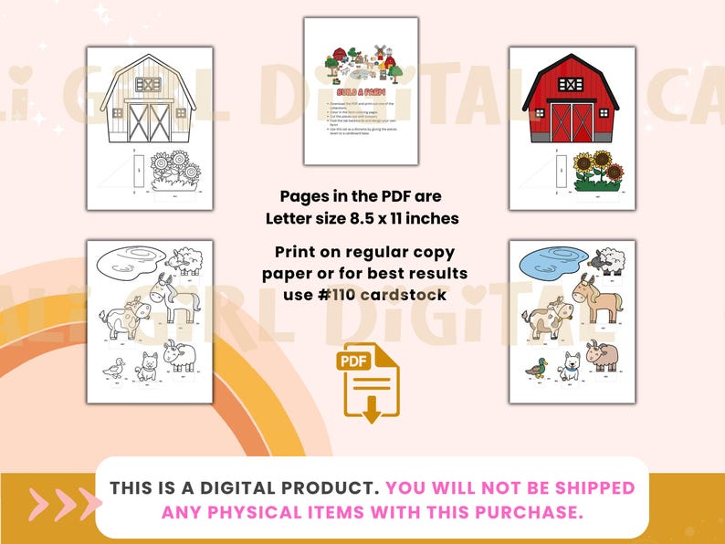 Farm Paper Craft Set: Build & Color Farm Diorama (digital Download) - Etsy