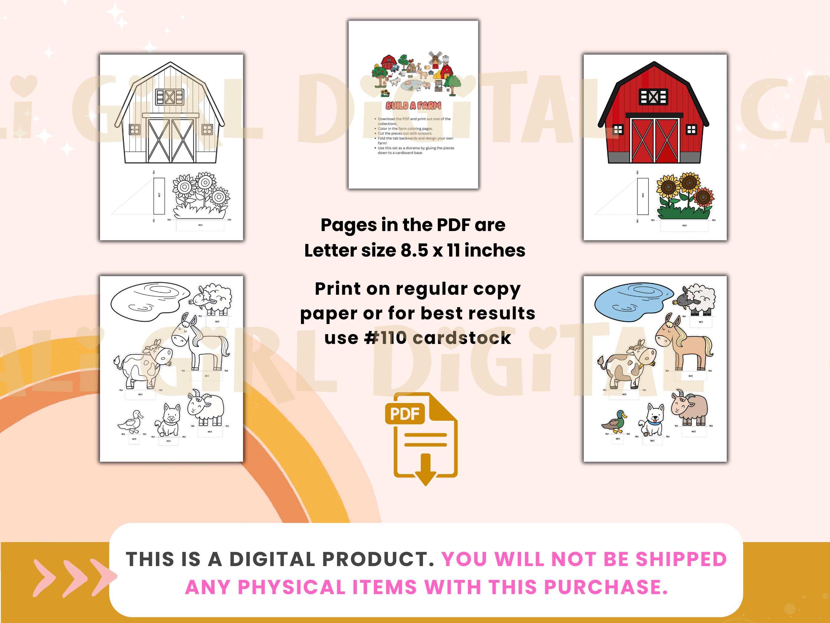 Farm Paper Craft Set: Build & Color Farm Diorama (digital Download) - Etsy