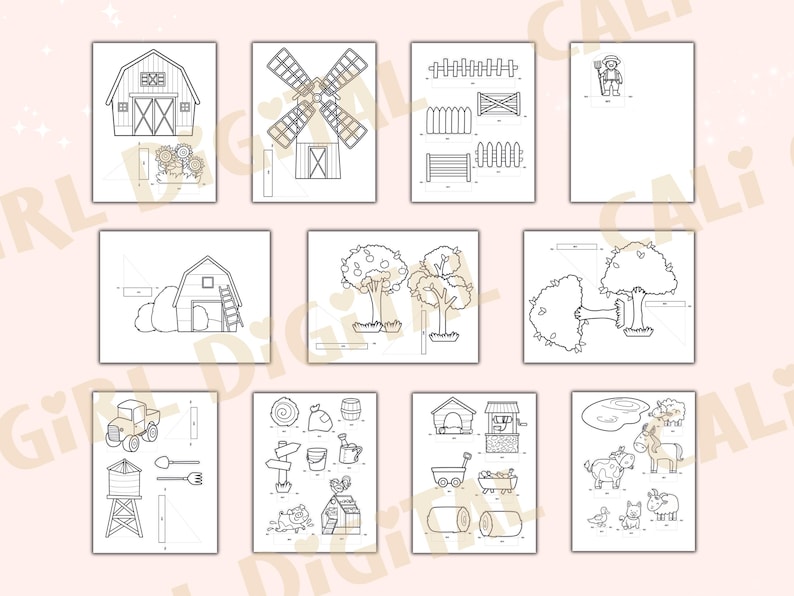 Farm Paper Craft Set: Build & Color Farm Diorama (digital Download) - Etsy