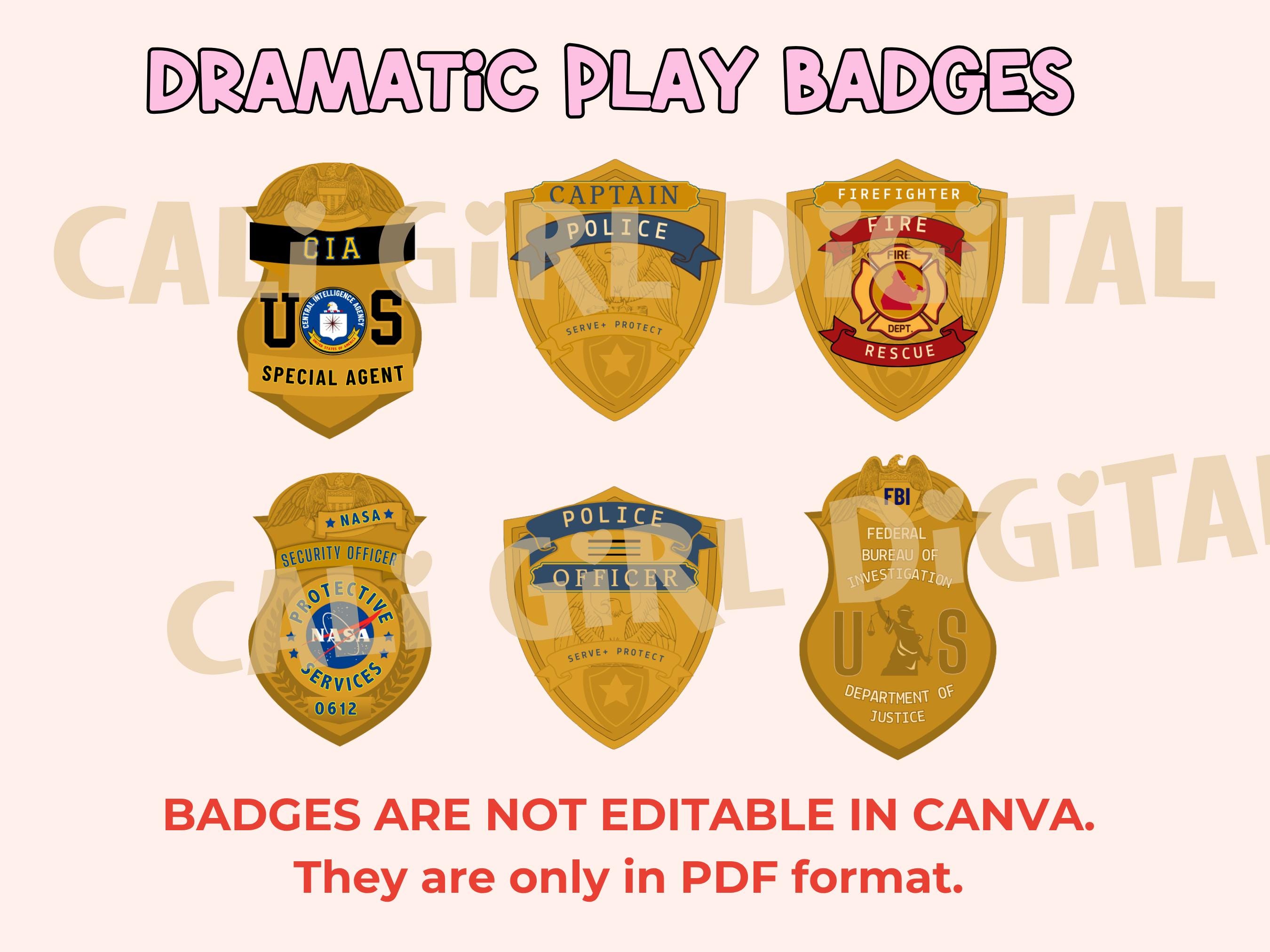 Kids Pretend Play ID Card Set: Editable Job Badges (digital Download ...
