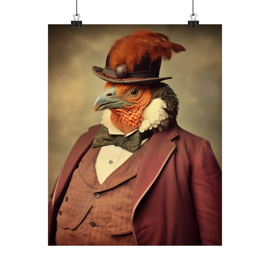Turkey in Vintage Suit Art Print: Virginia Tech Hokies Mascot - Etsy