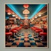 1950s Neon American Diner With Checkers Floor Poster | Retro Prints ...