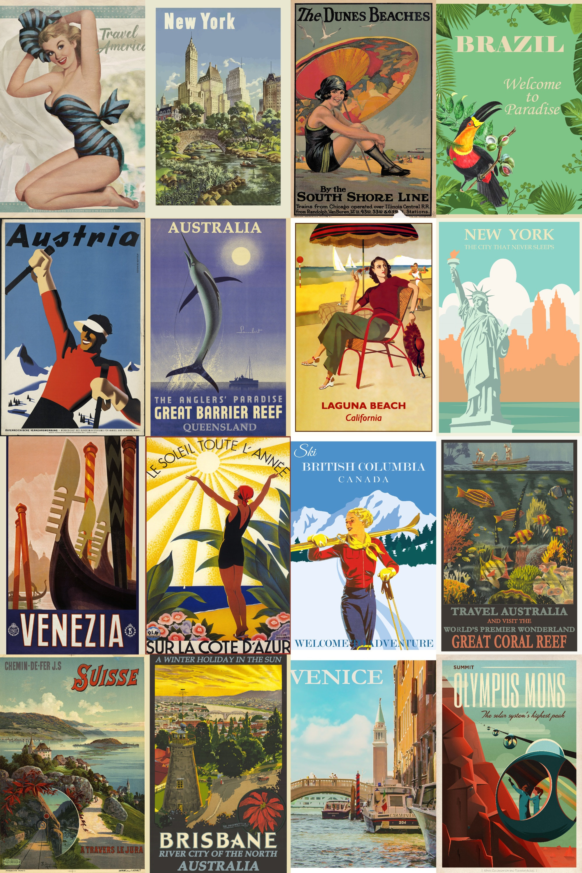 Retro Travel Poster Mega Pack: 33 Vintage Holiday Prints (digital ...