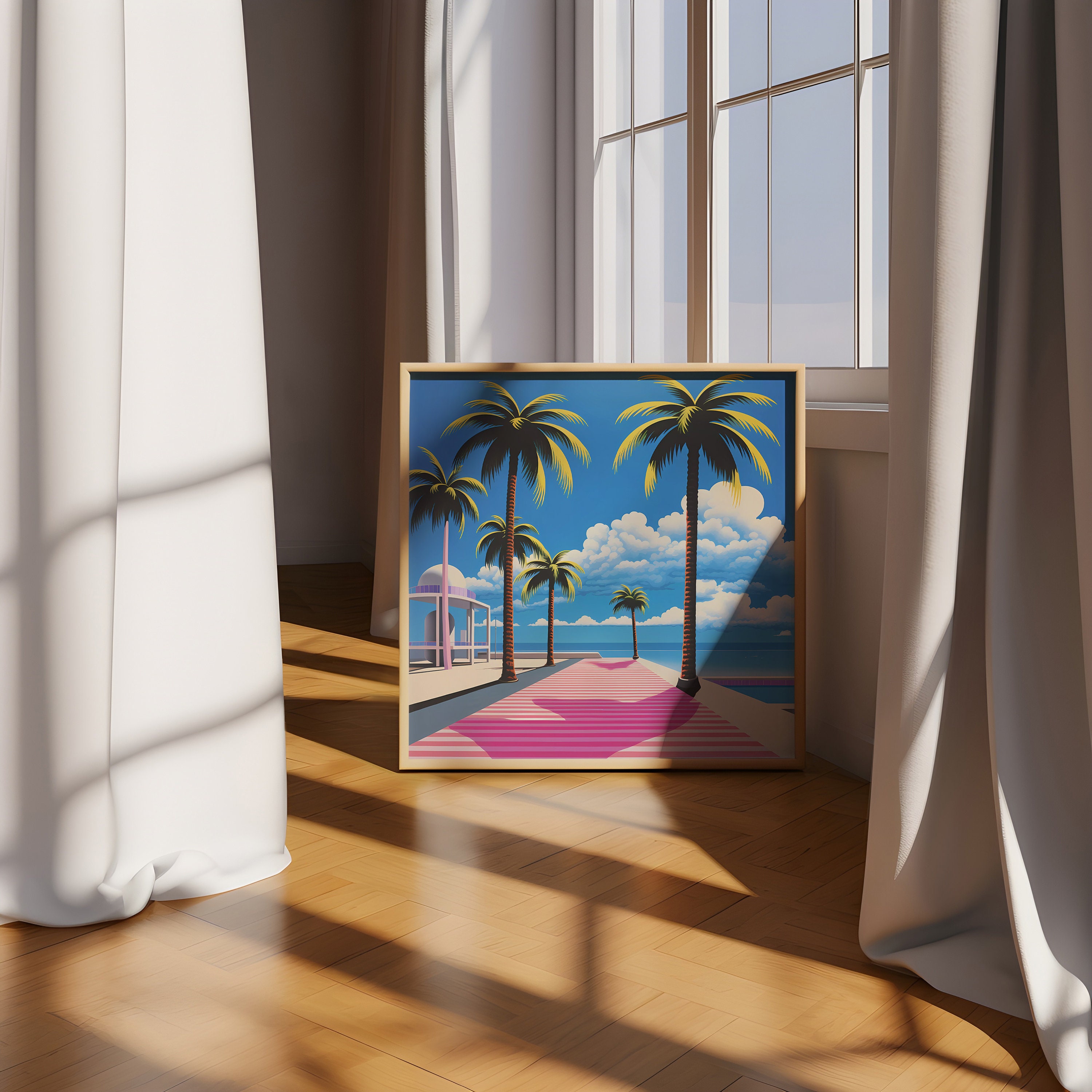 Palm Beach Set of 3 Digital Download | Hiroshi Nagai Style Wall Art - Etsy