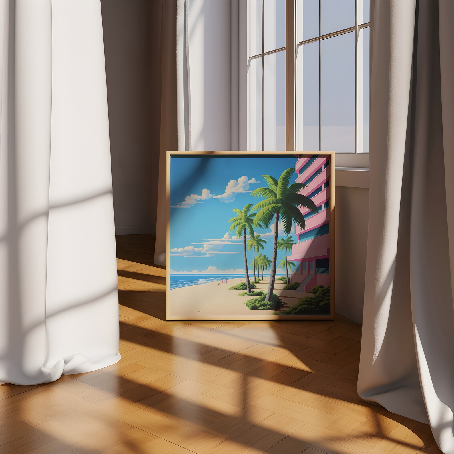 Palm Beach Set of 3 Digital Download | Hiroshi Nagai Style Wall Art - Etsy