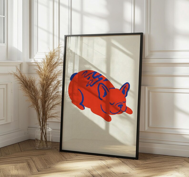 Vibrant Pop Art Pug Poster, Maximalist Dog Portrait, Quirky Pet Art ...