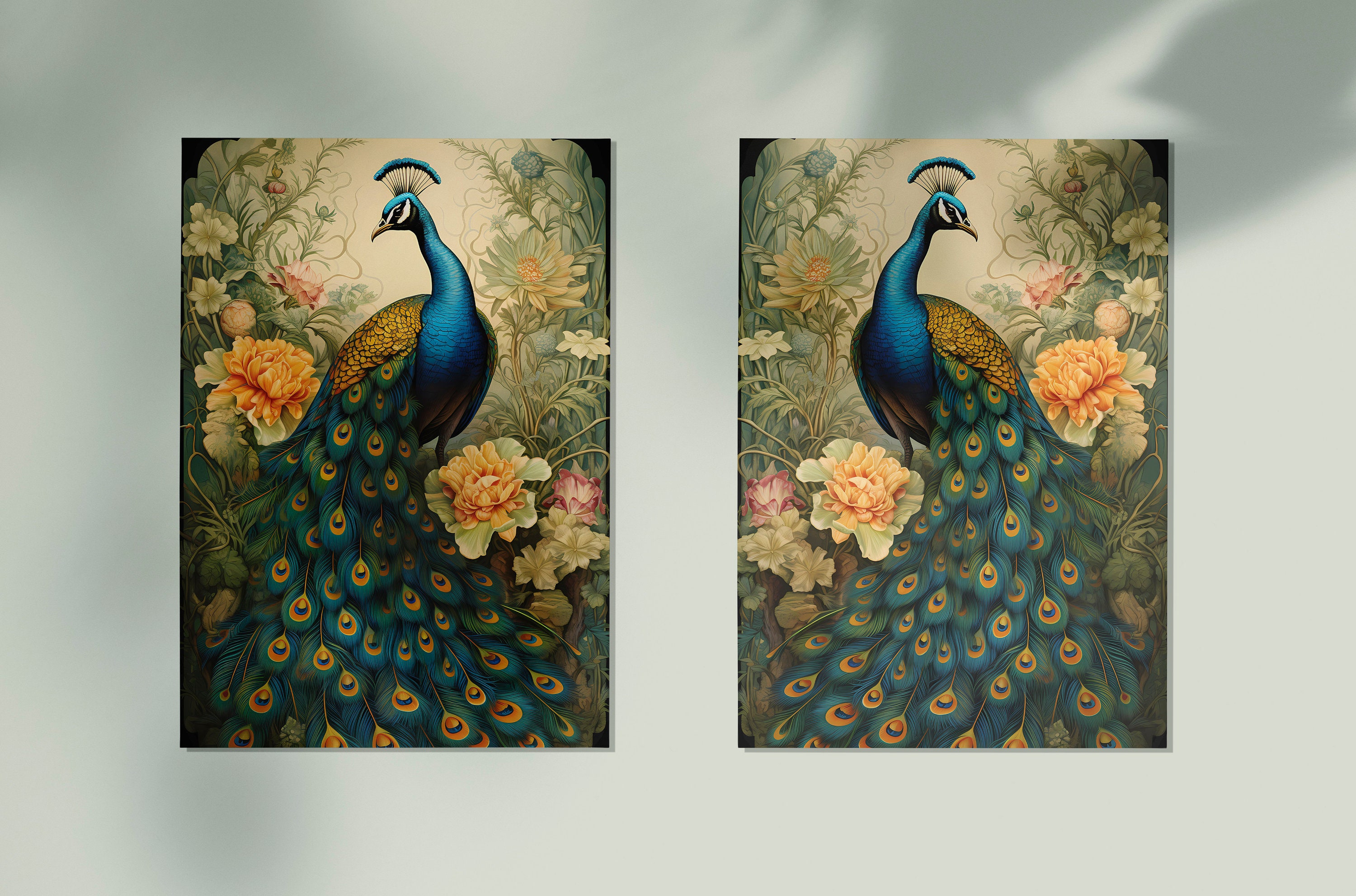 Pfau Poster 2er Set Ernst Haeckel Jugendstil Poster Zum Ausdrucken, 2er ...