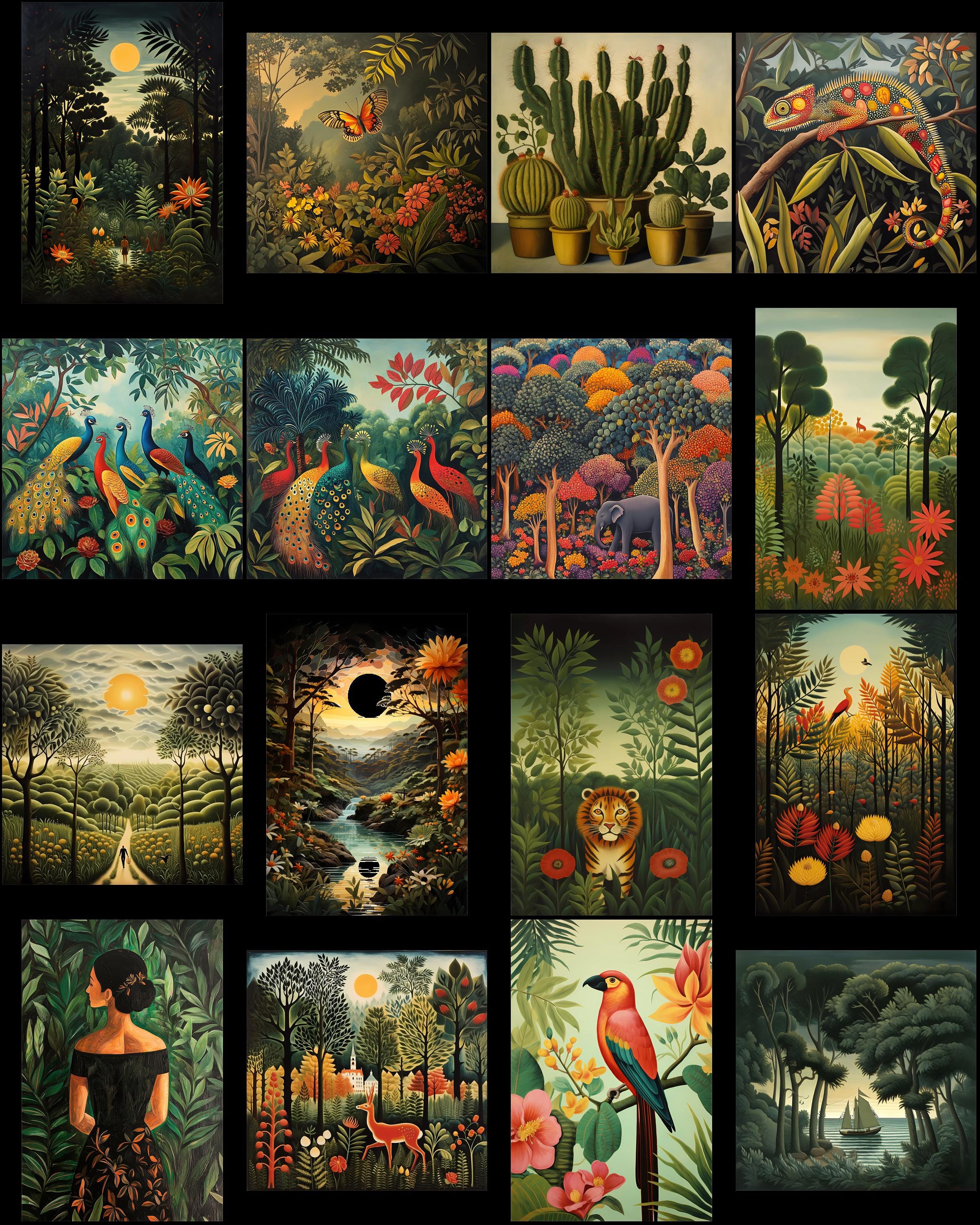 Henri Rousseau Style Poster Prints | Set of 16 | Maximalist Gallery ...