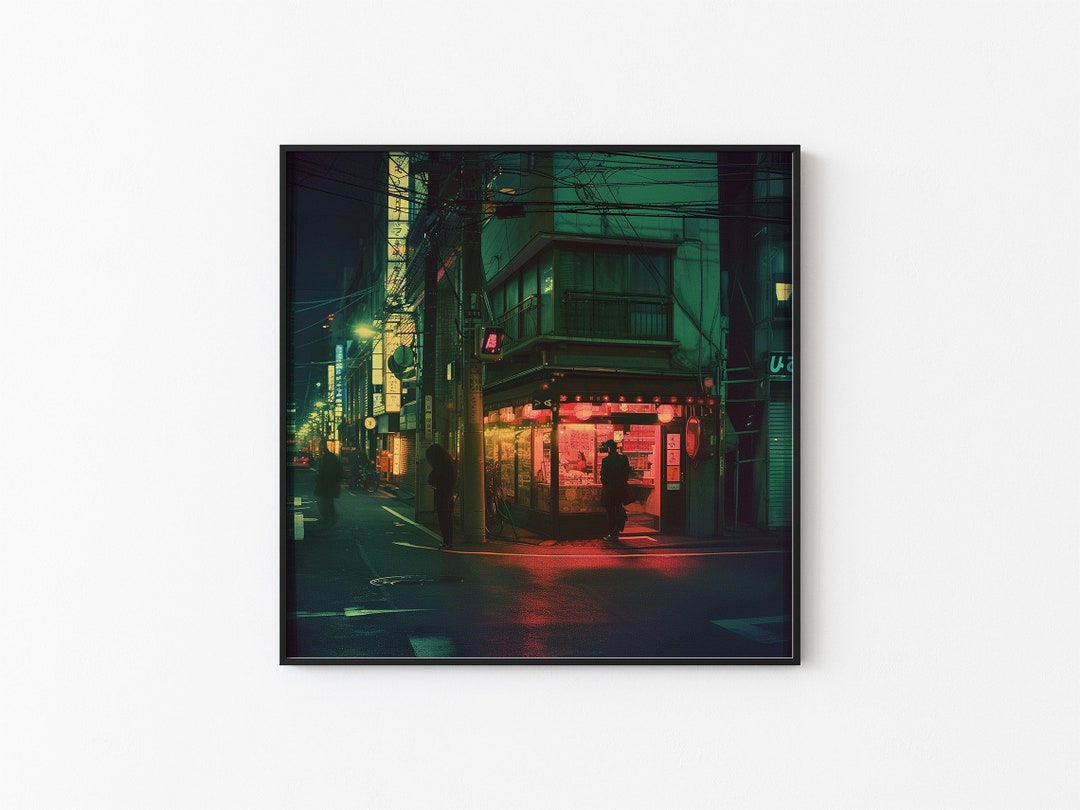 Tokyo Street Corner Shop Poster: Japanese Cityscape Art - Etsy