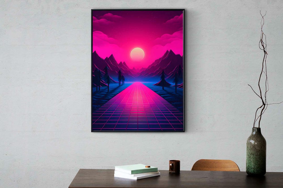 Forest Retrowave Moon | 80s Poster | Retro Design Print | Downloadable ...
