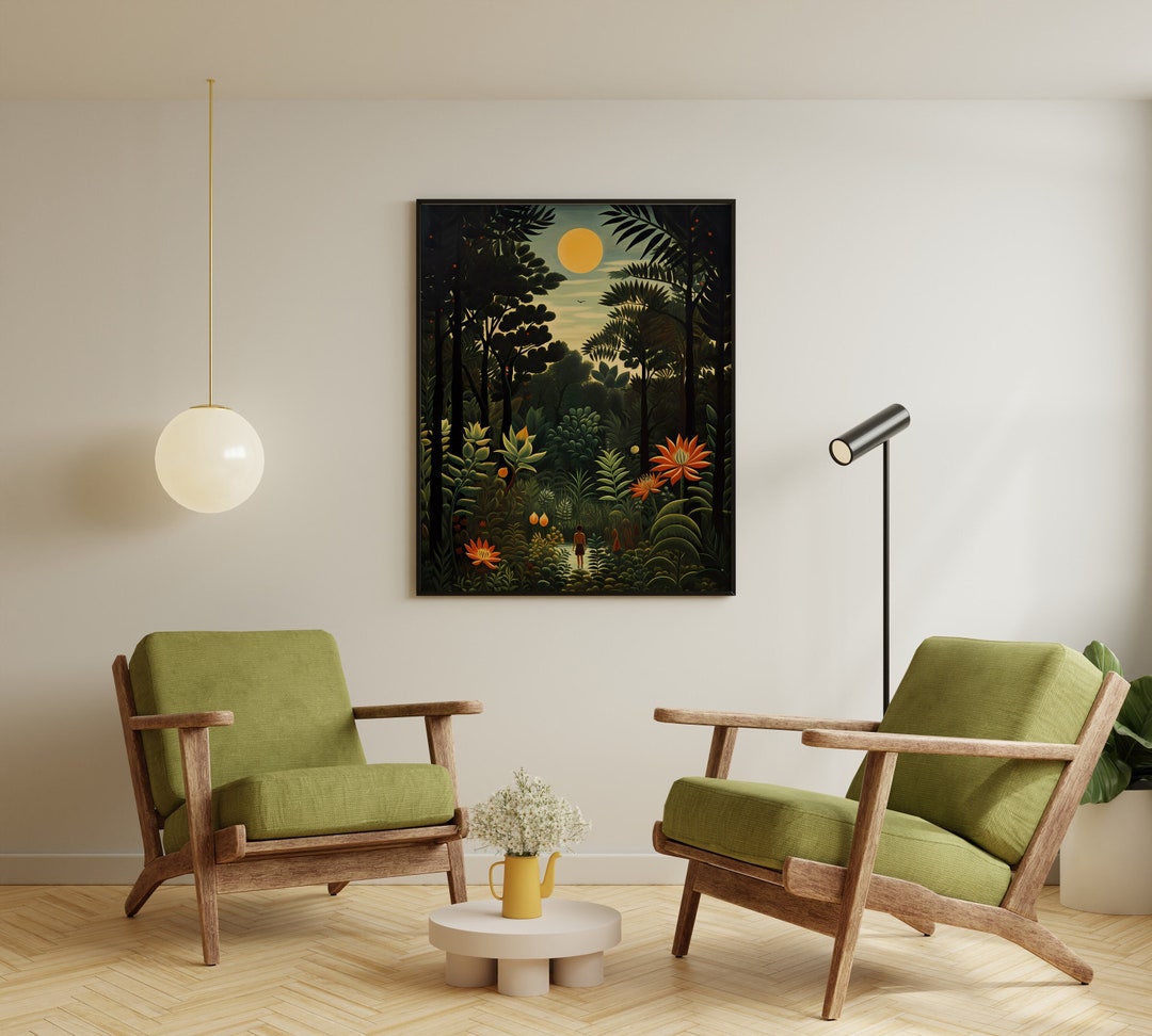 Boy in the Forest - Henri Rousseau Style Poster | Jungle Vintage Poster ...